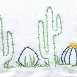 Blooming Cactus Embroidered Flour Sack Dish Towel - Etsy