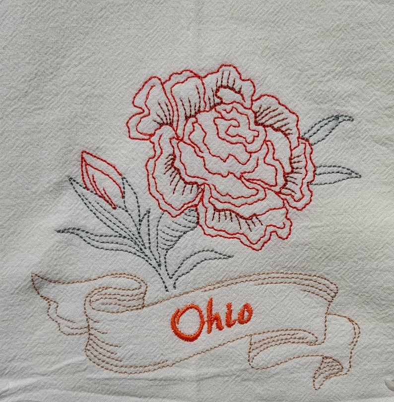 Ohio State Bird Cardinal OR State Flower Scarlet Carnation Machine ...