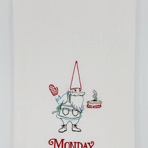 Summer Gnome Days of the Week Machine Embroidered Flour Sack Dish ...