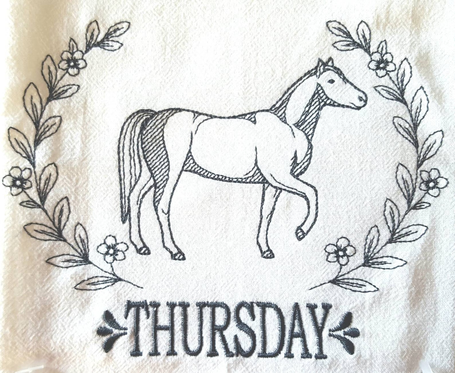 Farmhouse Animals Days of the Week Embroidered Flour Sack Dish - Etsy