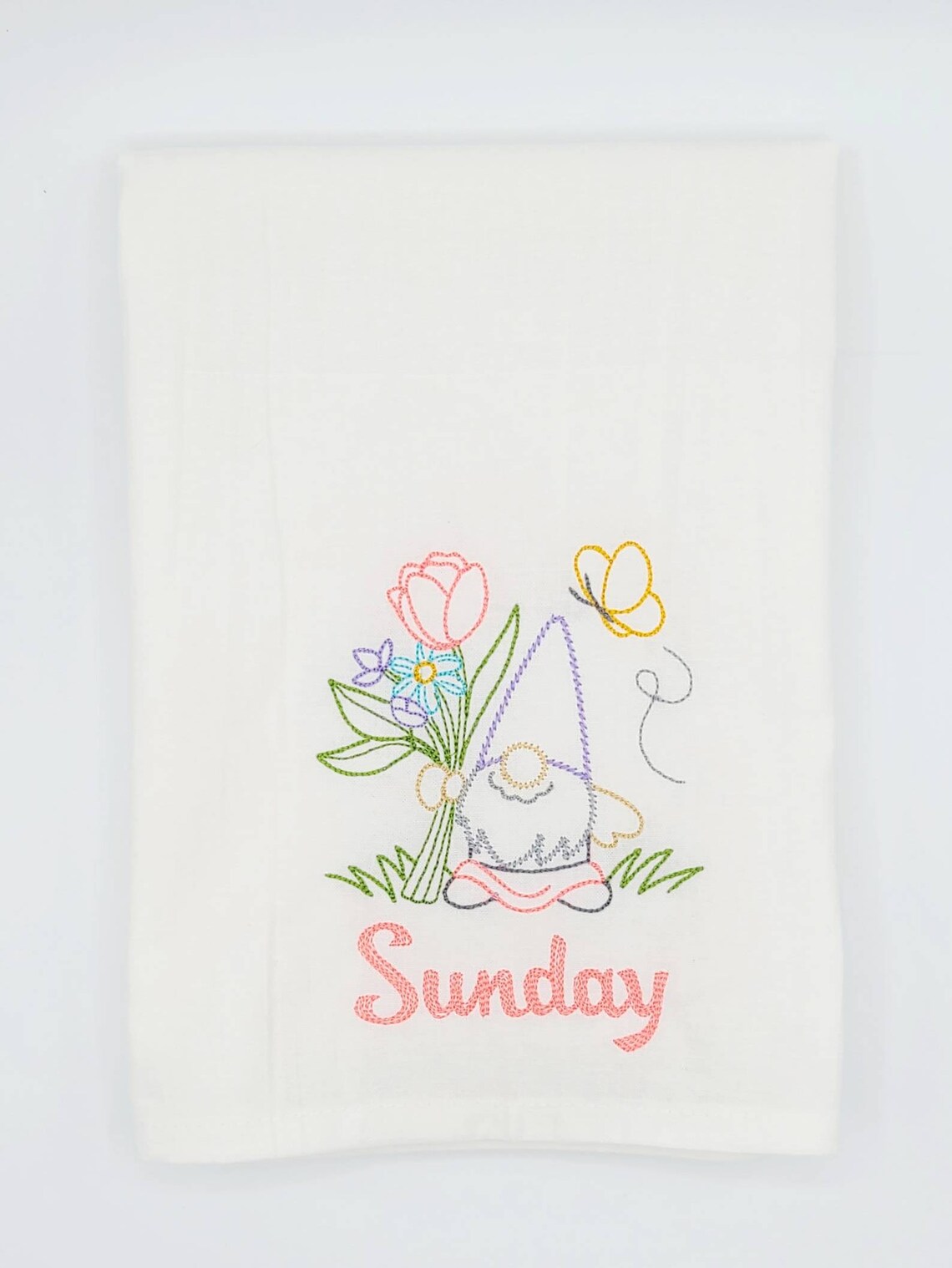 Spring Gnomes Days of the Week Machine Embroidered Flour Sack - Etsy UK