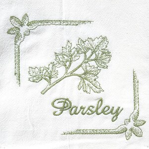 Parsley Herb Machine Embroidered Flour Sack Dish Towel - Etsy
