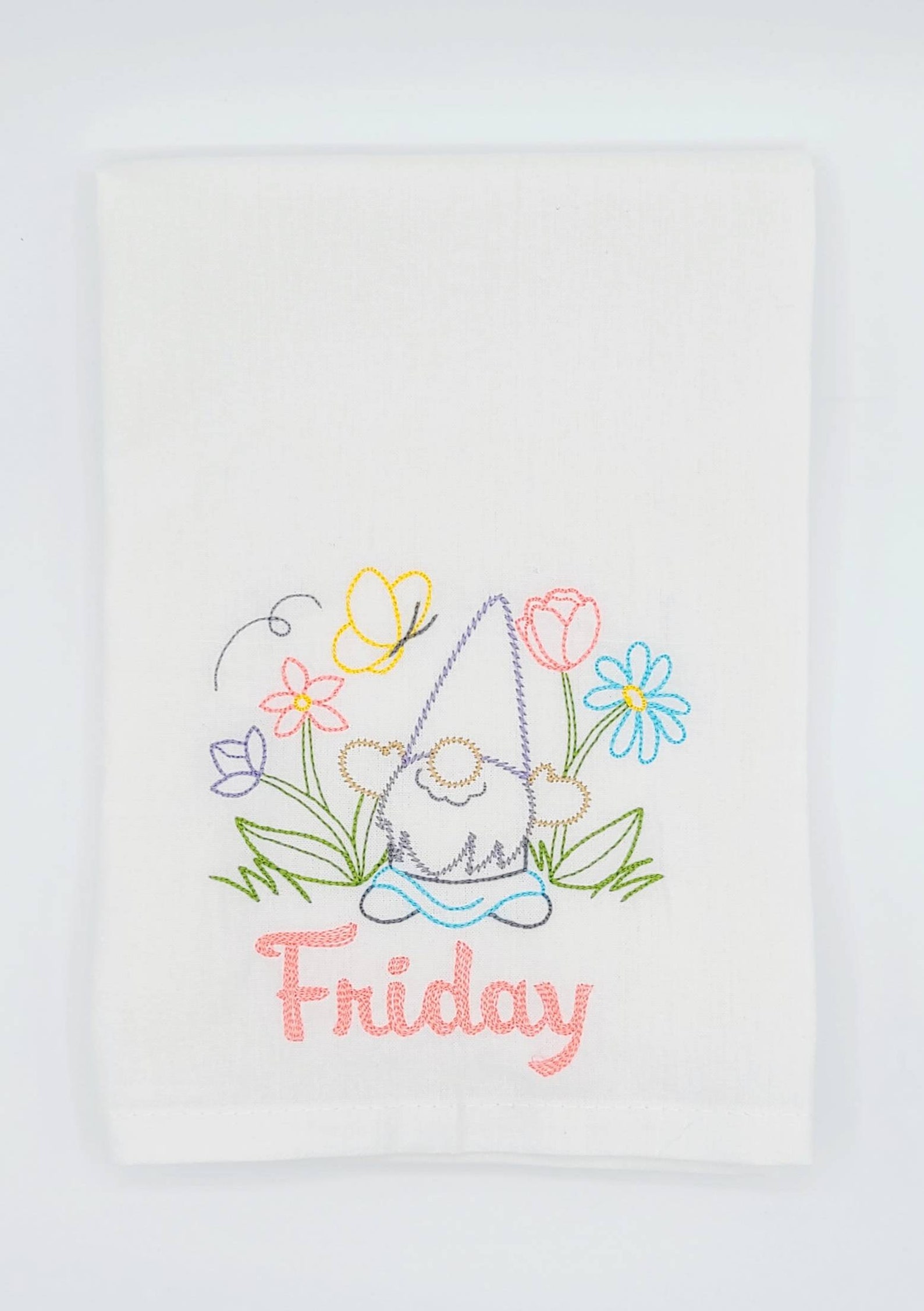 Spring Gnomes Days of the Week Machine Embroidered Flour Sack - Etsy