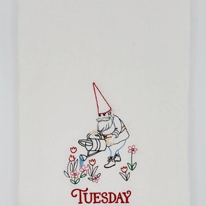 Summer Gnome Days of the Week Machine Embroidered Flour Sack Dish ...