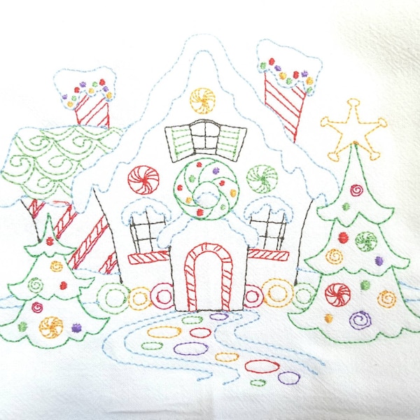 Gingerbread House Embroidery Design - Etsy
