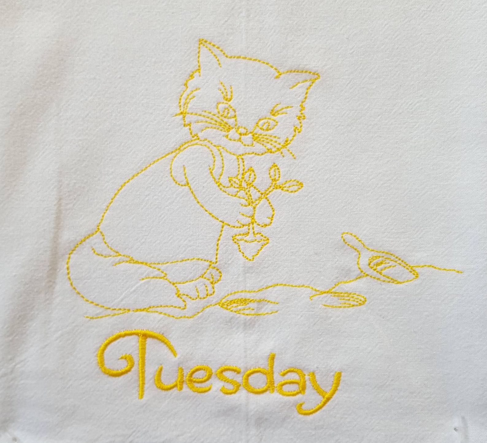 Colored Cats Days of the Week Machine Embroidered Flour Sack - Etsy