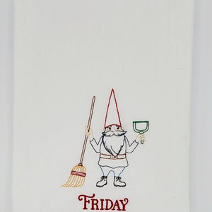 Summer Gnome Days of the Week Machine Embroidered Flour Sack Dish ...