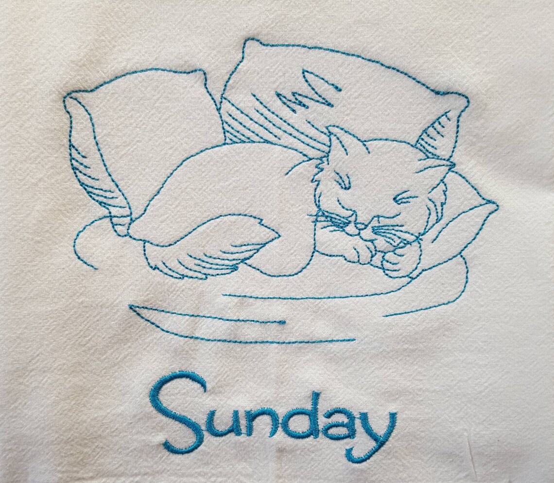 Colored Cats Days of the Week Machine Embroidered Flour Sack - Etsy