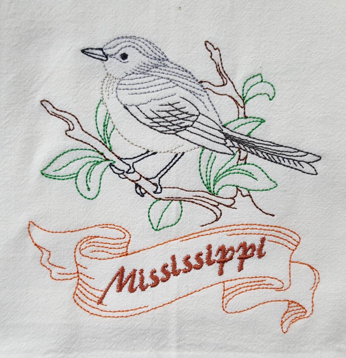 Mississippi State Bird Mockingbird OR State Flower Magnolia Flour Sack ...