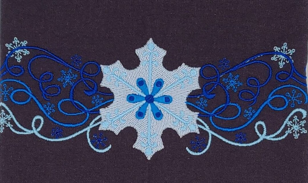 Cool Breeze Snowflake Border Machine Embroidered Flour Sack Dish Towel ...