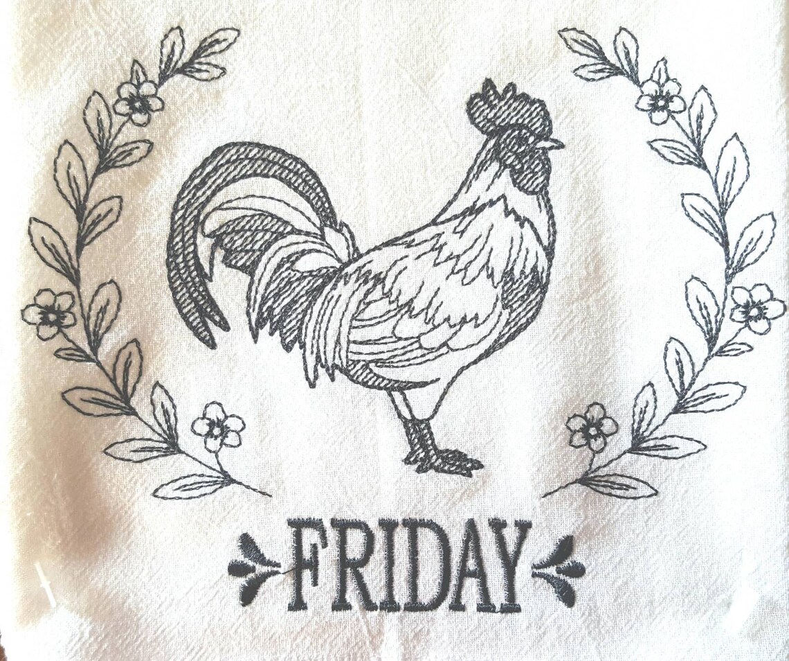 Farmhouse Animals Days of the Week Embroidered Flour Sack Dish Towels ...