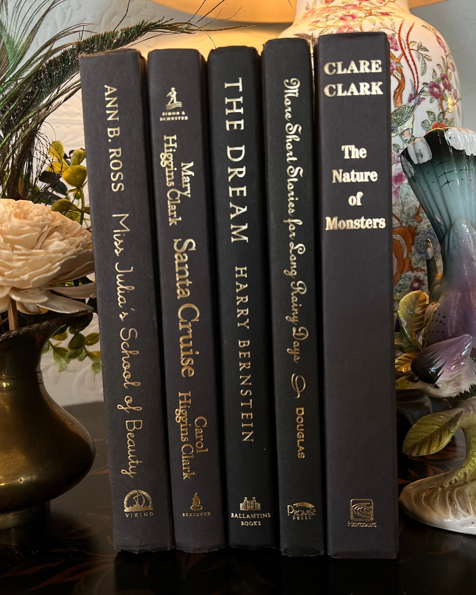 Set of 5 Black Decorative Book Stacks Literary Centerpieces Library ...
