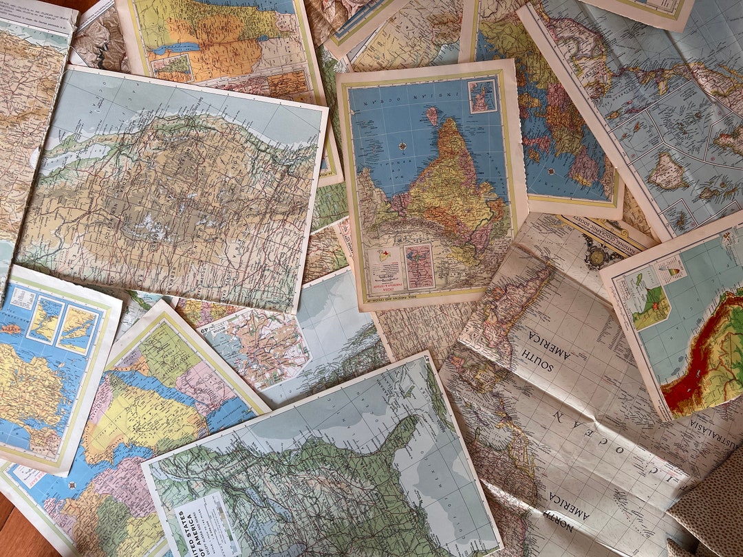 Set of 15 Old Vintage Maps Crafting Ephemera Vintage Artwork Andventure ...