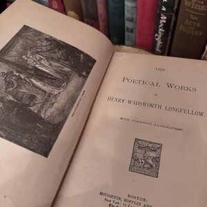 Longfellow Poetry Classic Antique Book Hardcover Gold Embossed ...