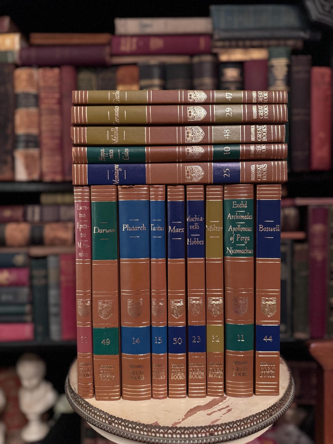 Vintage Book Set of 14 Great Books Britannica Beautiful Books Darwin ...