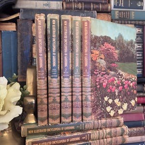 Vintage Set of 15 Illustrated Encyclopedia of Gardening Library Set ...