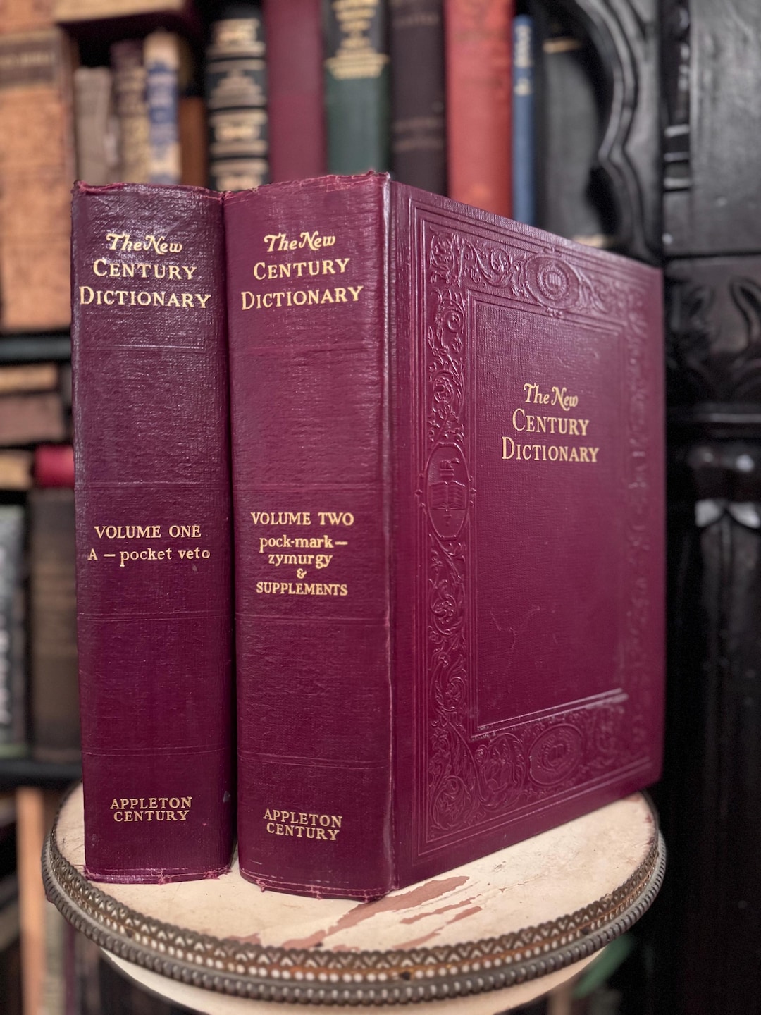 Set of 2 the New Century Dictionary Dictionary 2 Volumes Leather Book ...