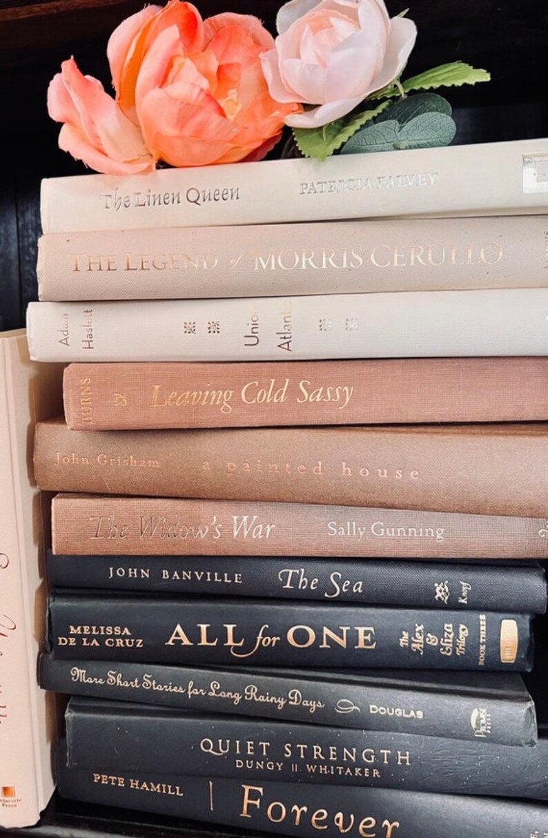 Set of 5 Elegant Decorative Books Curated Romantic Book Stack ...