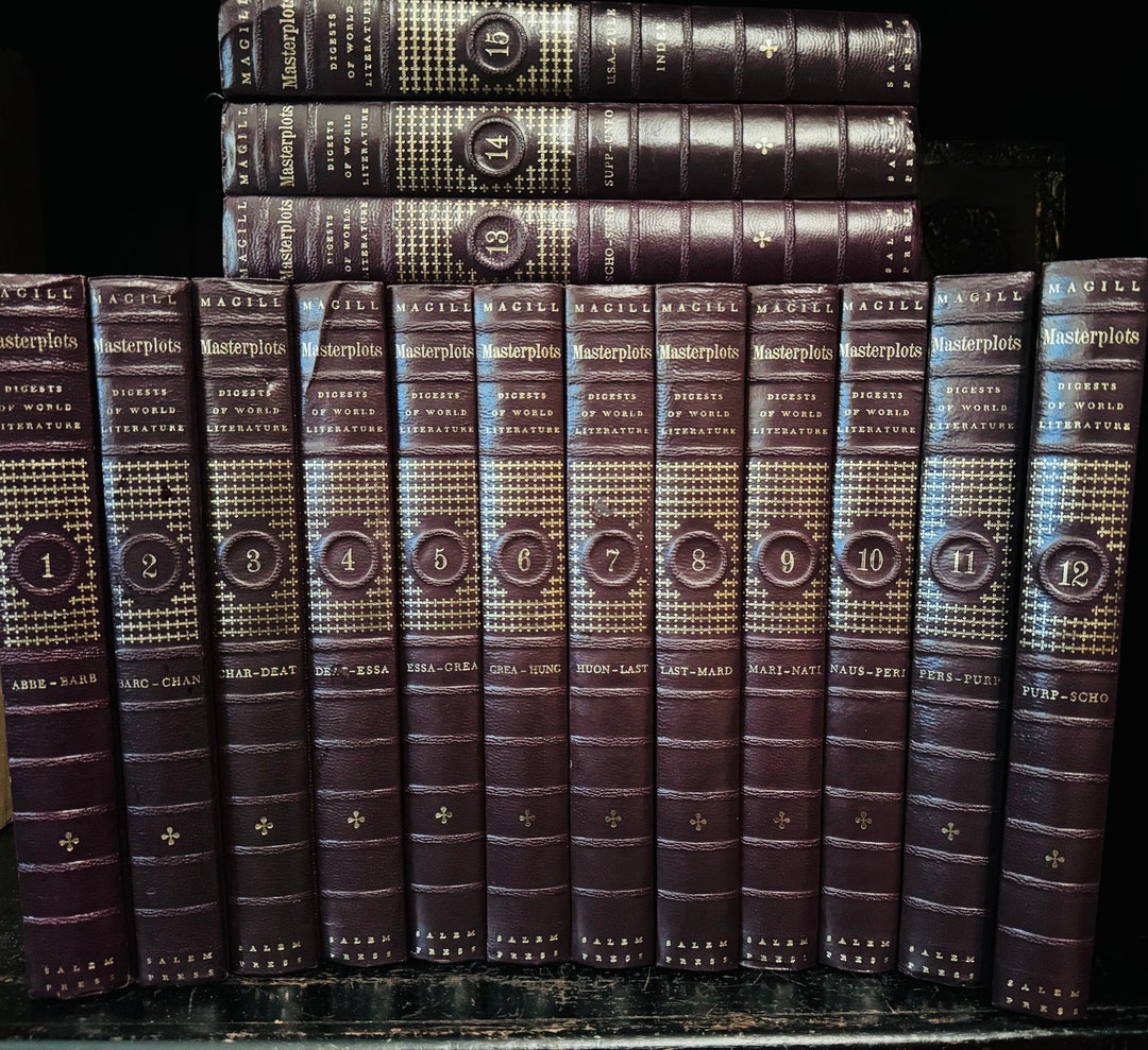 Complete Set 15 Masterplots World Literature Vintage Books Embossed Instant Library Decor ...