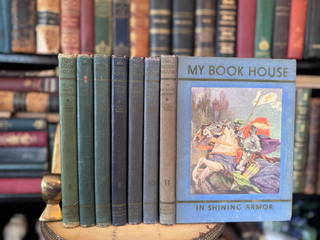 Set of 7 Antique My House Book Fairytales Green Gold Gilded Hardback ...