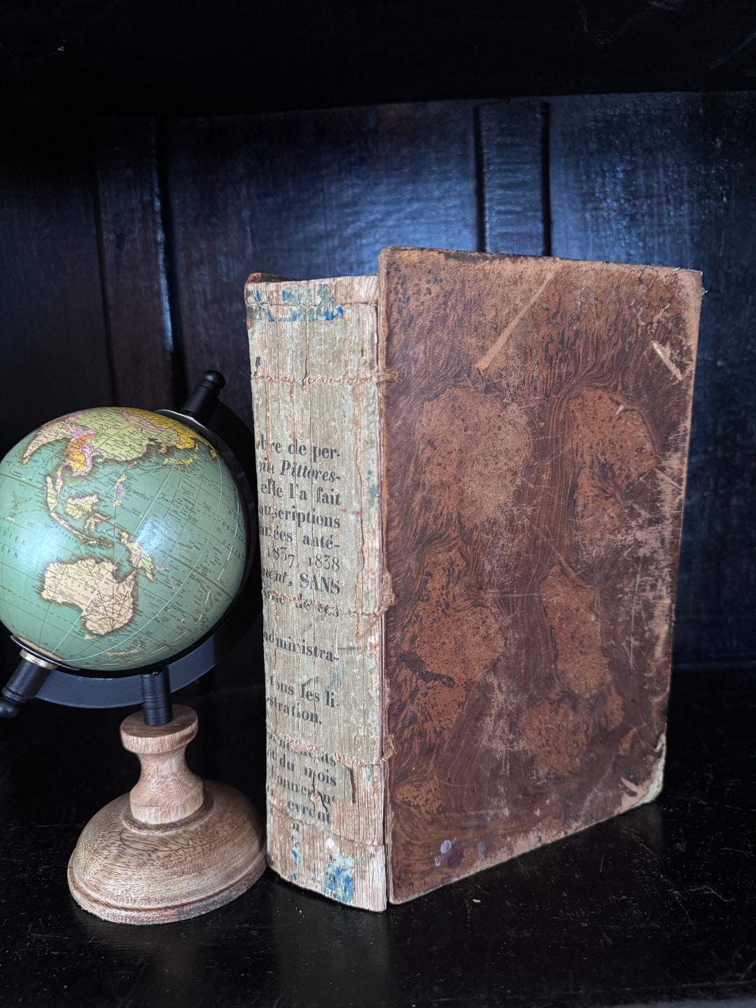 Antique French Dictionary 1839 Leather Book Old Book Decor Rare ...