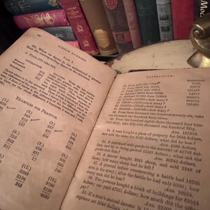 Set of 3 Antique Books Reading Arithmetic Book Decorative Collectible ...
