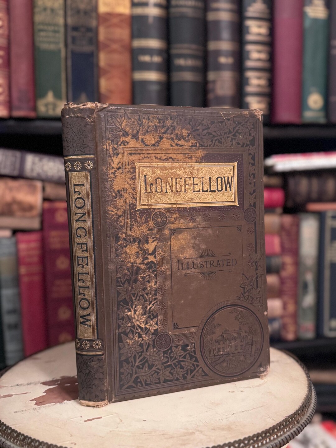 Longfellow Poetry Classic Antique Book Hardcover Gold Embossed ...