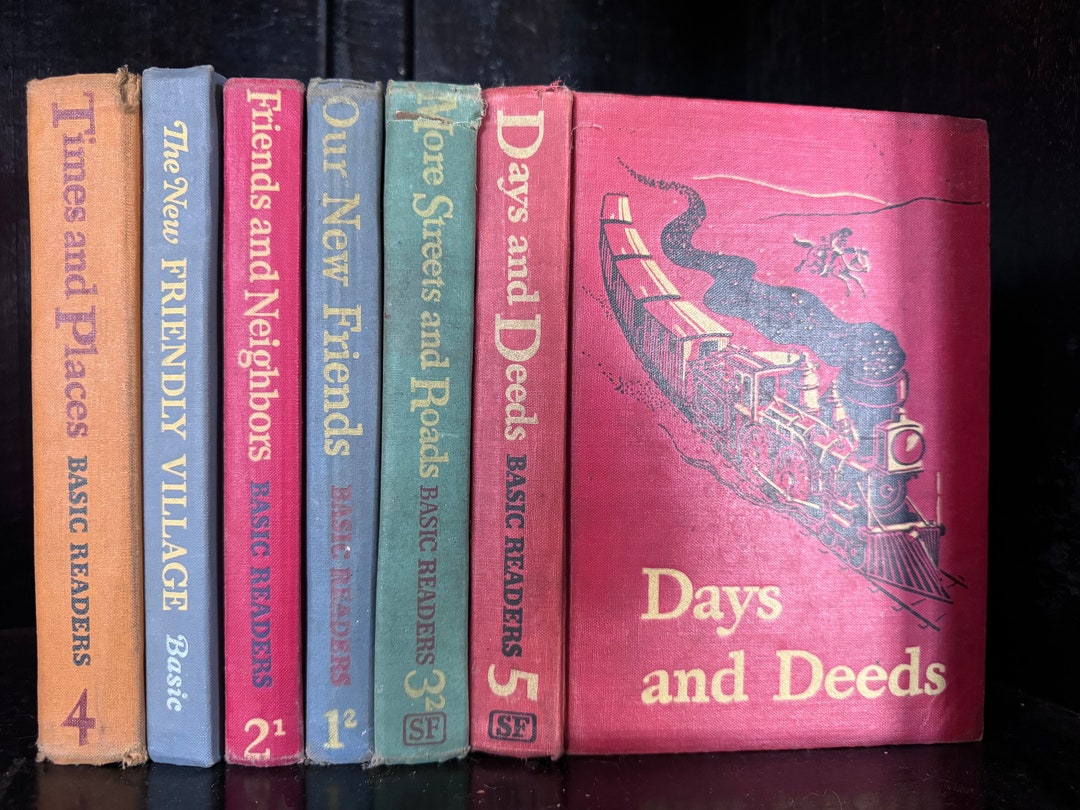 Set of 6 Antique School Books Reading Math Authentic Collection Old ...