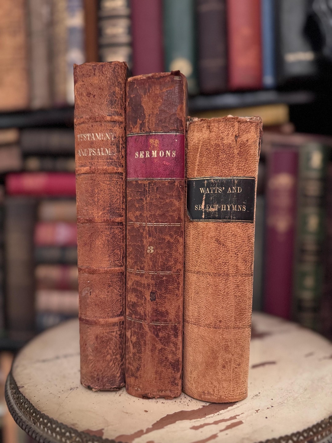 Antique Leather Christian Books Set | 1830s–1850s Sermons & Hymns ...
