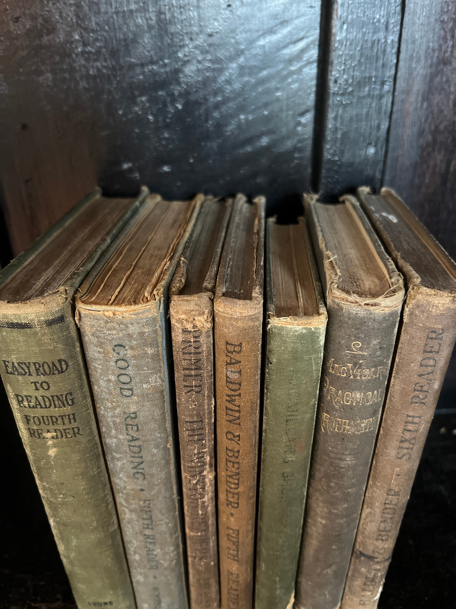 Set of 7 Randomly Picked Antique School Books Reading Math Authentic ...