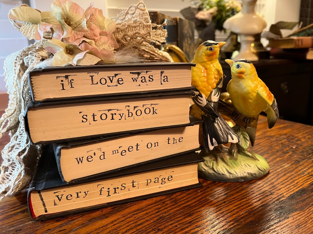 Wedding Centerpiece Book Stack Staging Books Curated Love - Etsy