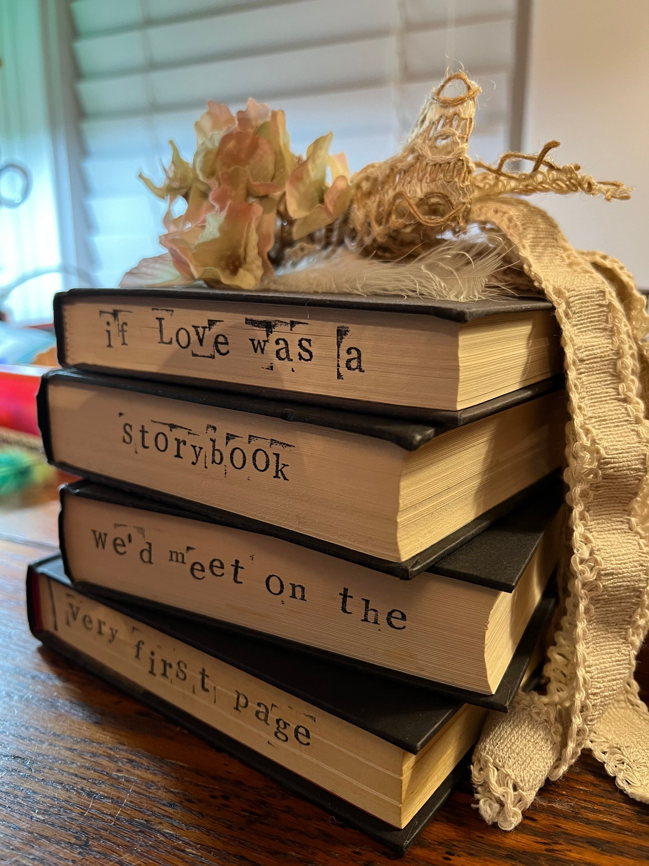 Wedding Centerpiece Book Stack Staging Books Curated Love - Etsy