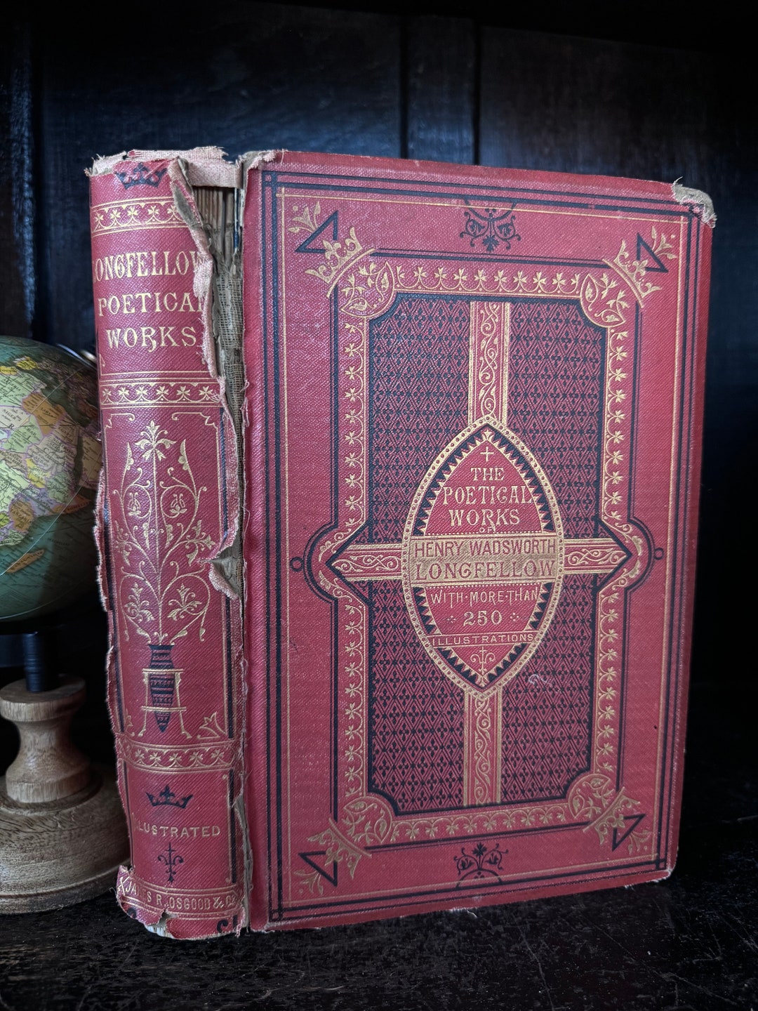 Antique Poems of Henry Wadsworth Longfellow Hard Cover Decorative ...