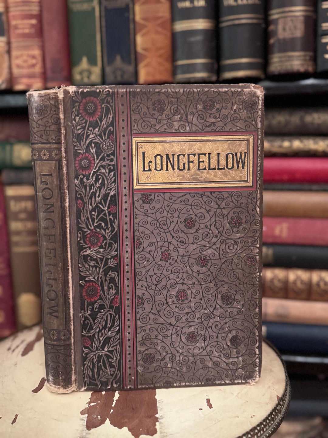Longfellow Poetry Classic Antique Book Hardcover Gold Embossed ...