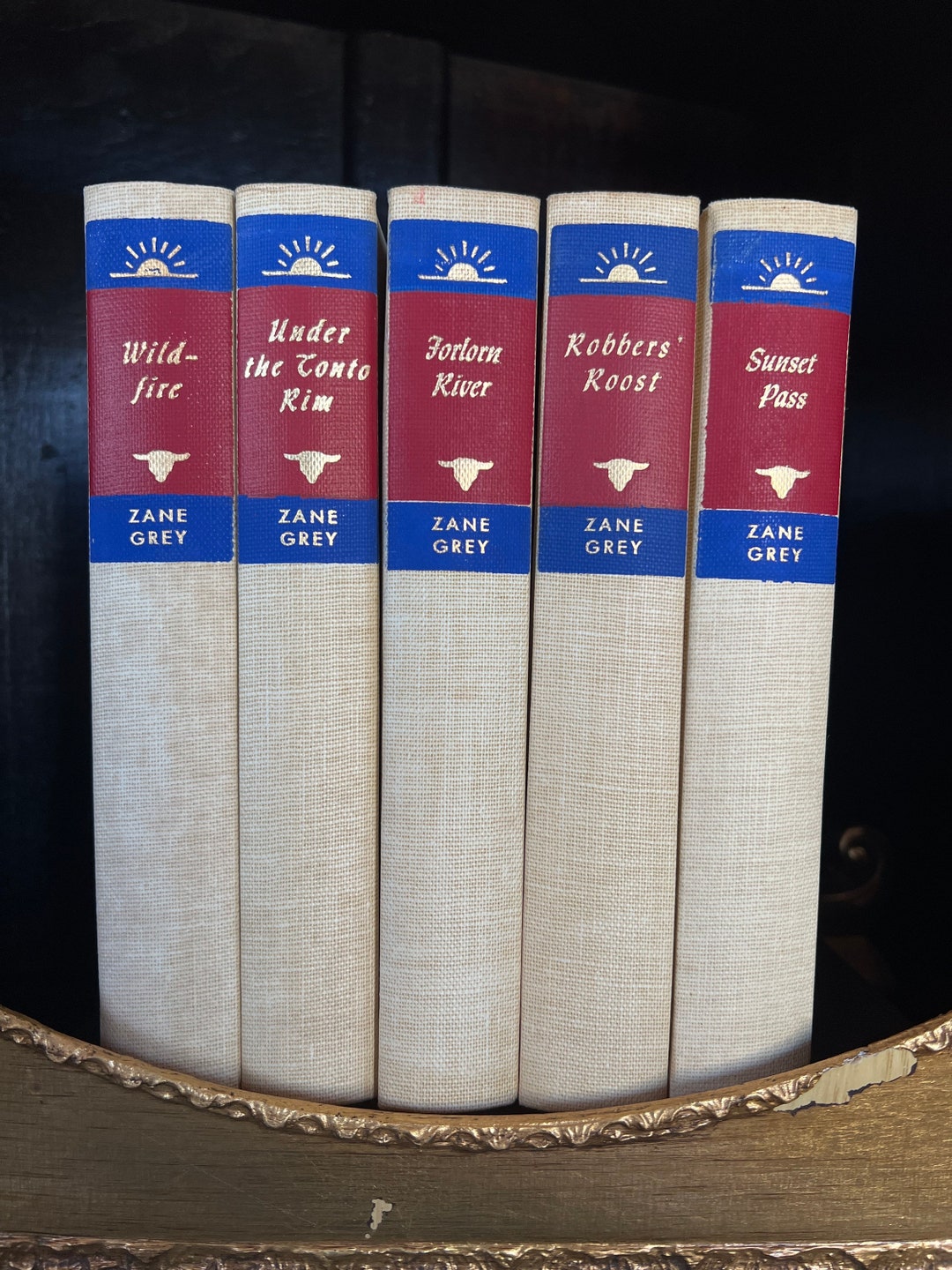 Set of 5 Antique Western Books Zane Grey Rare Set Old Books Cowboys ...