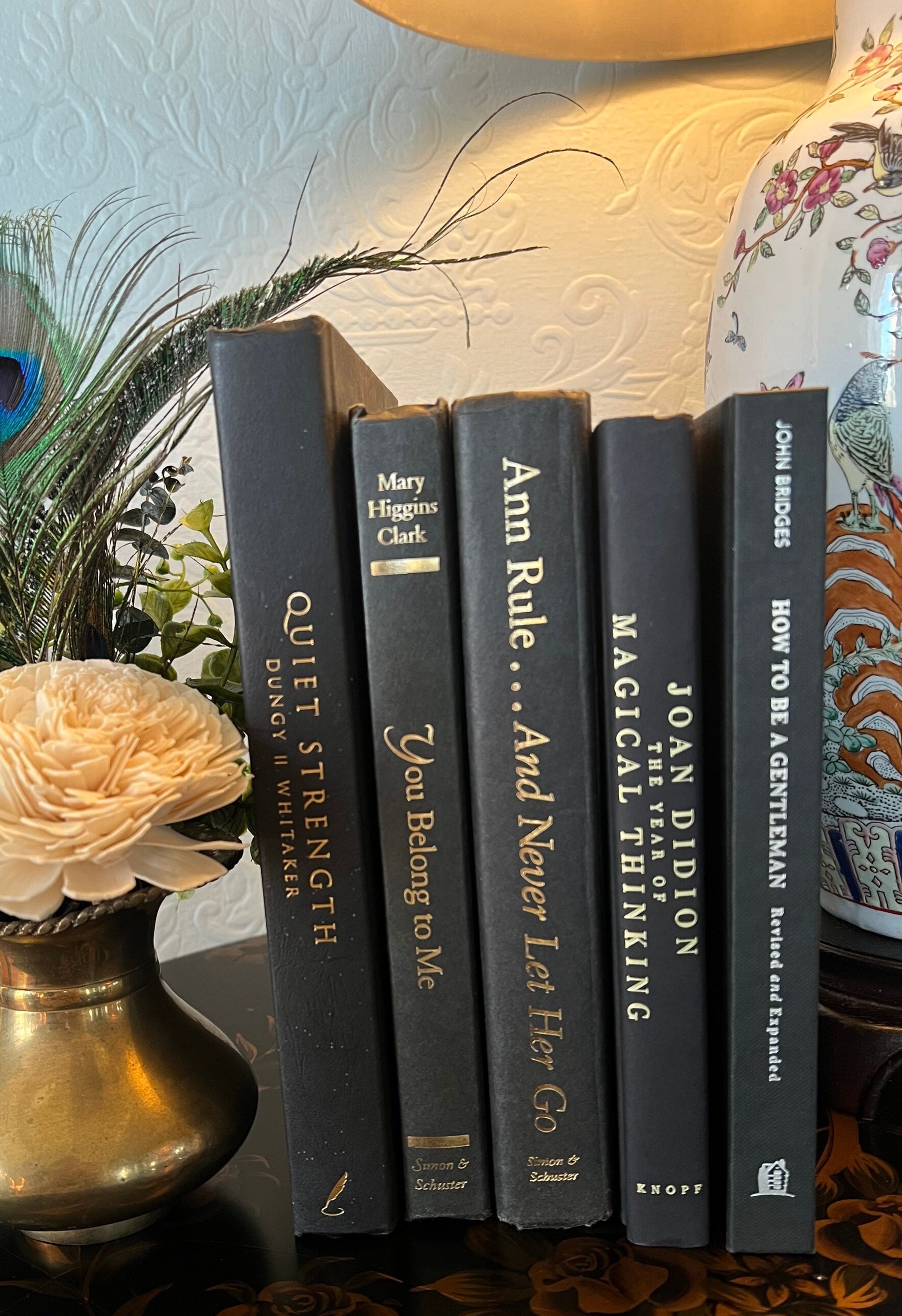 Set of 5 Black Decorative Book Stacks Literary Centerpieces Library ...