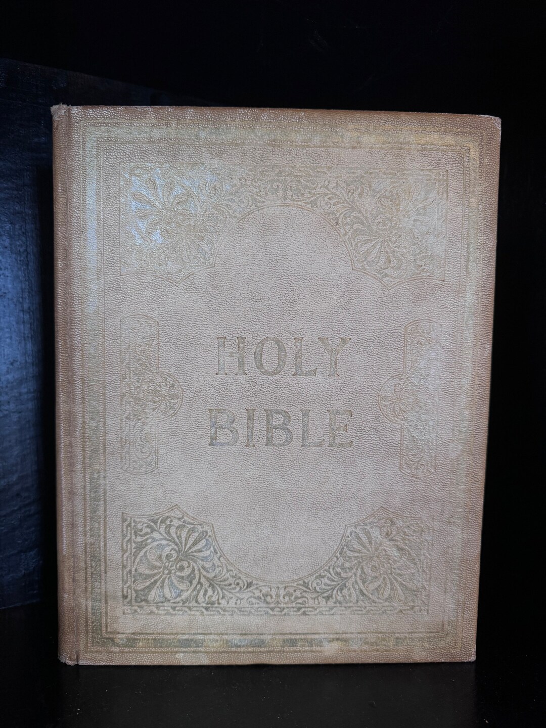 Vintage Holy Bible Family Rare Book Embossed Library Decor Unique Gift ...