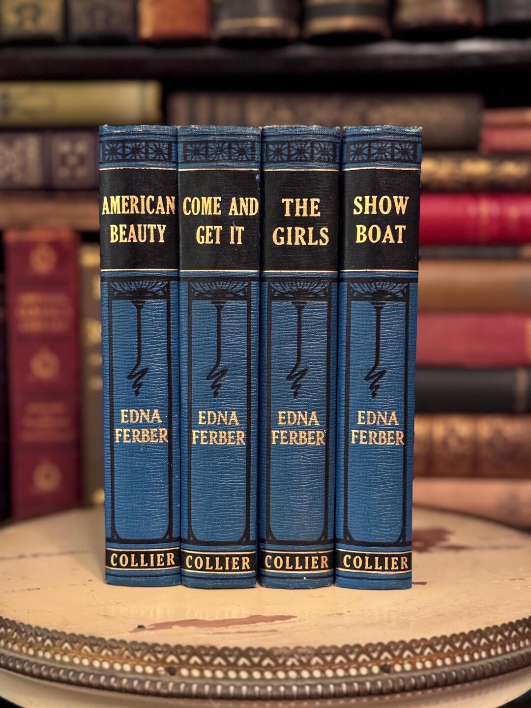 Set of 4 Vintage Edna Ferber Books 1940 Decor Authentic Hardcover Blue ...