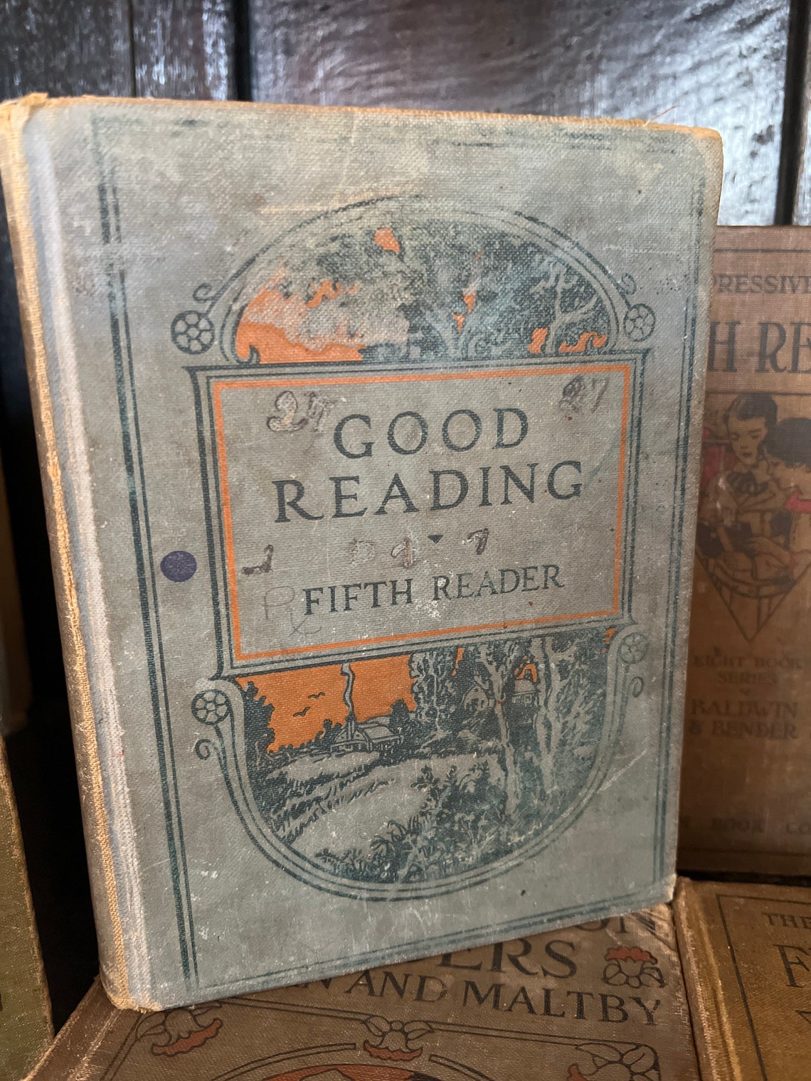Set of 7 Randomly Picked Antique School Books Reading Math Authentic ...