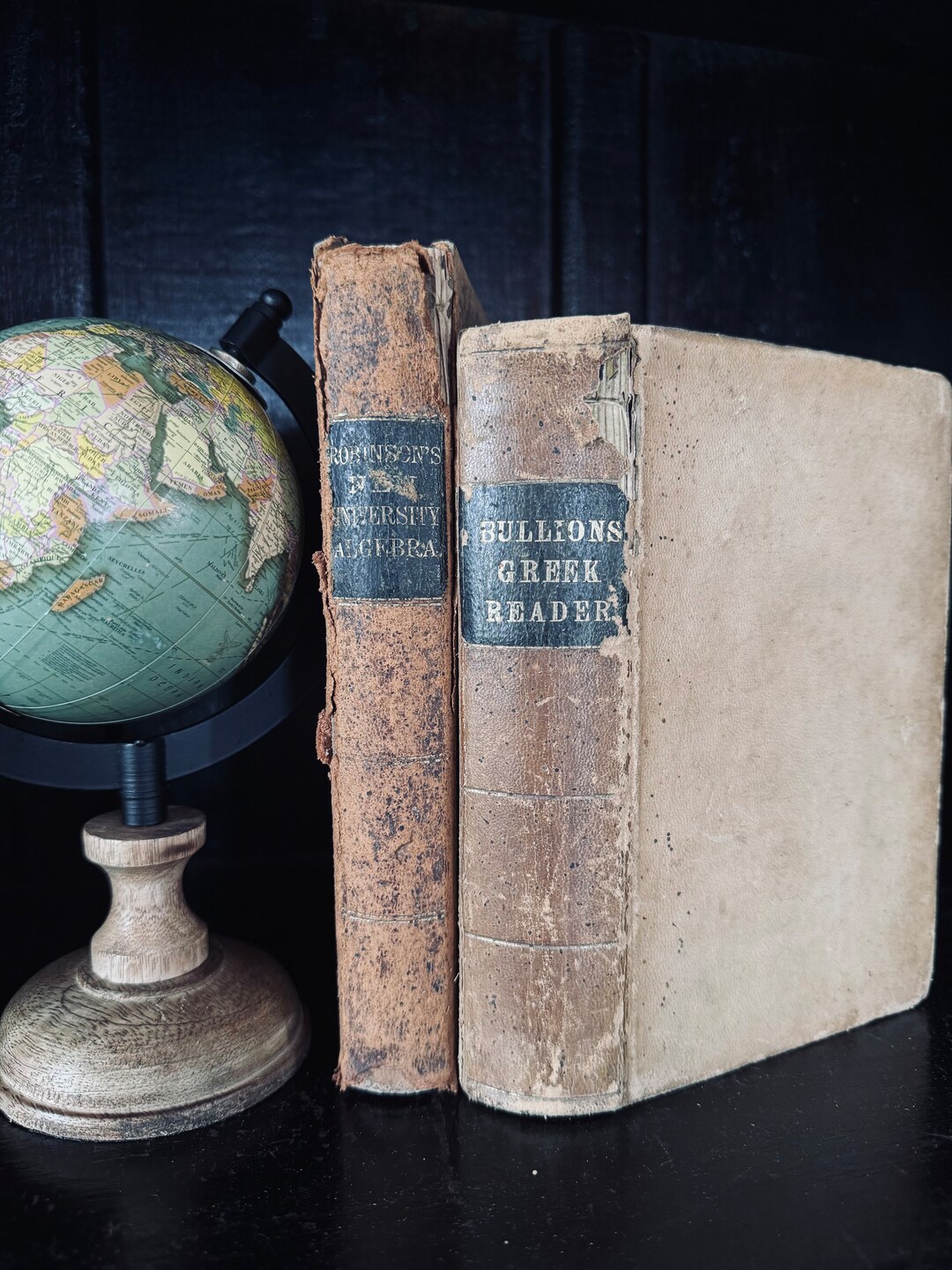 Set of 2 Antique Books Pretty 100 Years Old School Books Math Greek ...