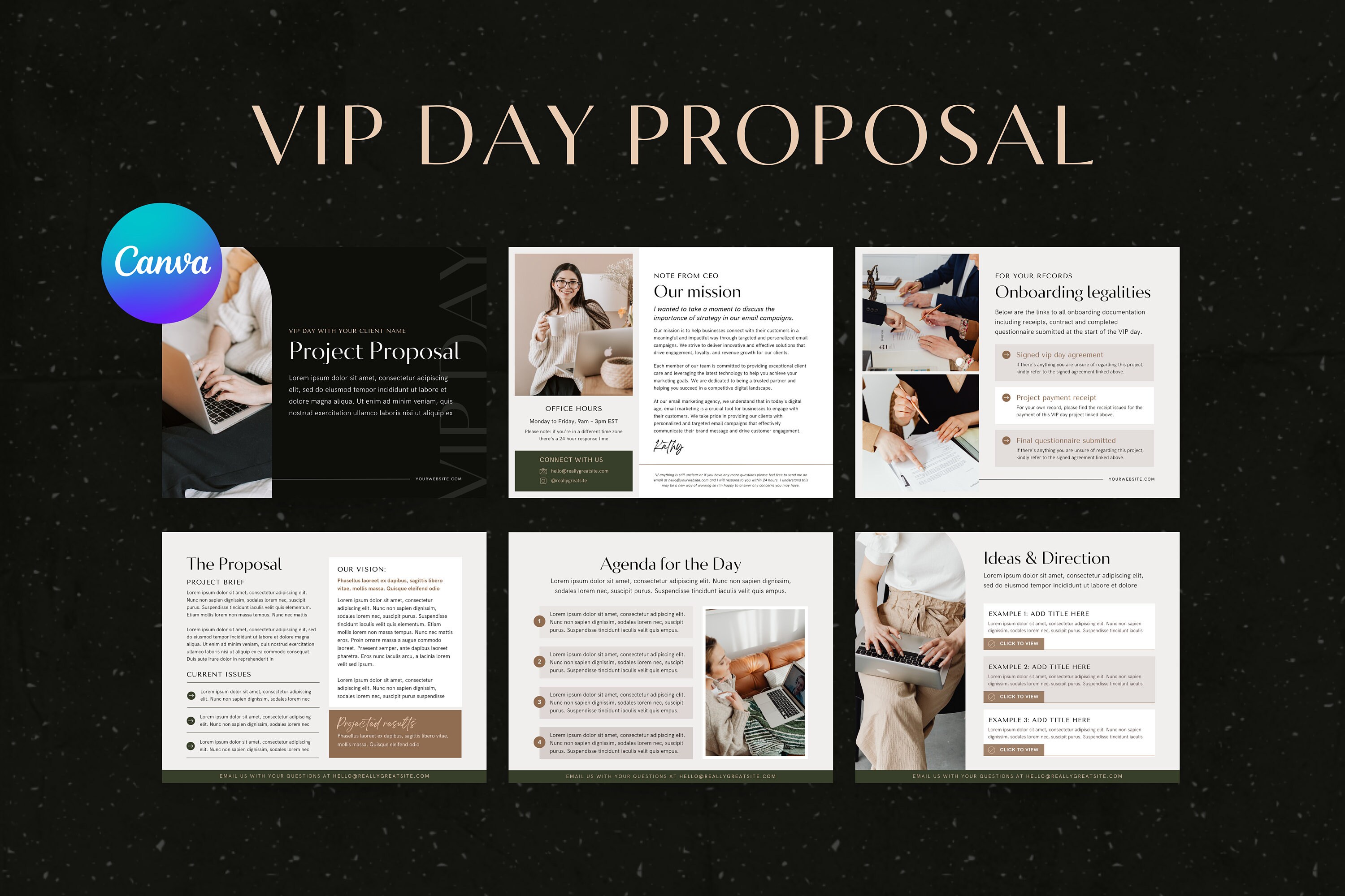 VIP Day Project Proposal Canva Template, Project Strategy and Agenda ...
