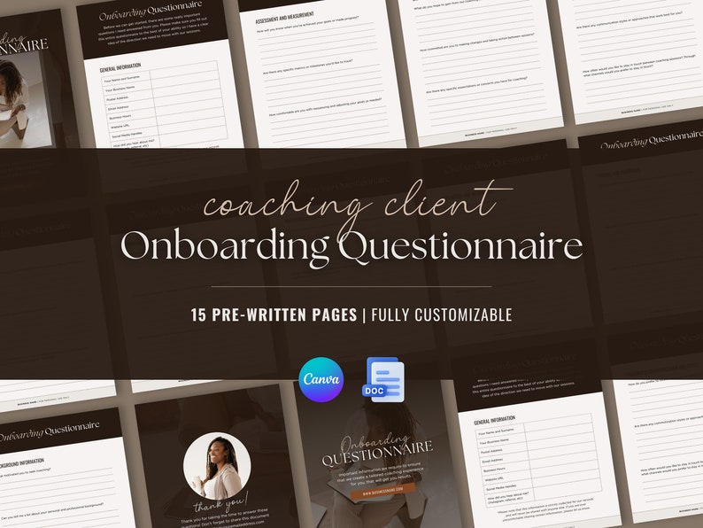 Coaching Client Onboarding Questionnaire Template, Coaching Worksheet ...