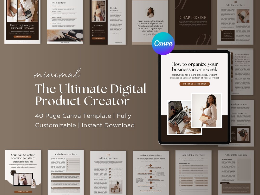 Canva Ebook Template, 40 Page Digital Product Creator, Editable PDF Template, Ebook Digital ...