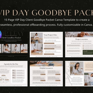 VIP Day Client Goodbye Template for Canva | 15 Page Editable Project ...