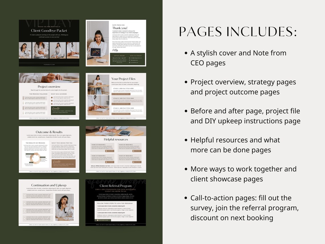 VIP Day Client Goodbye Template for Canva | 15 Page Editable Project ...