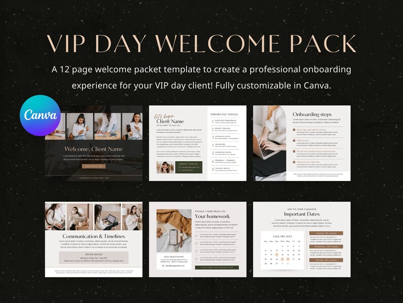 VIP Day Welcome Packet Canva Template for Online Service Providers, Day ...