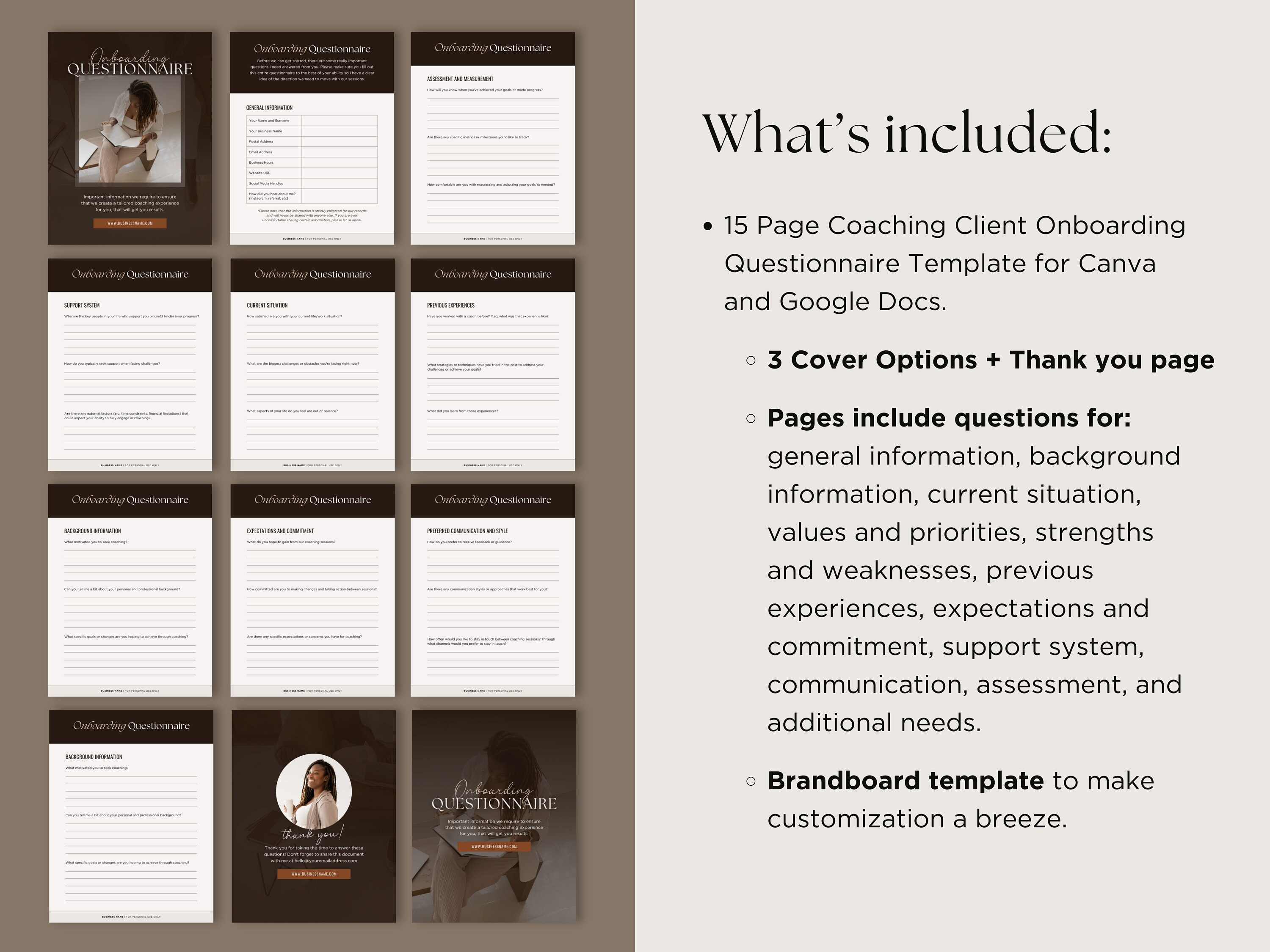 Coaching Client Onboarding Questionnaire Template, Coaching Worksheet ...