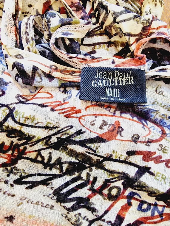 Jean Paul Gaultier Text Calligraphy Spanish Mesh She… - Gem