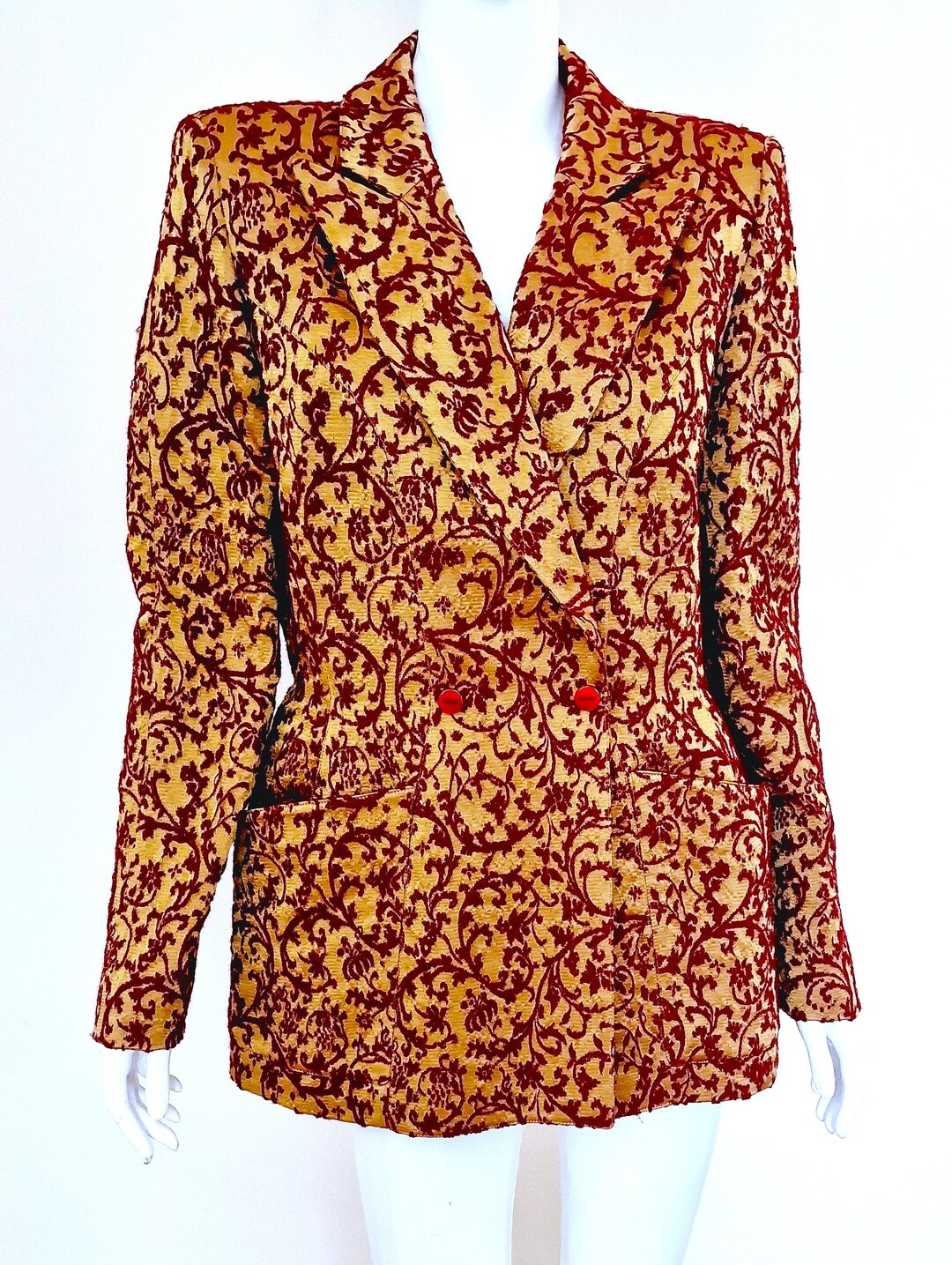 Thierry Mugler Embroidered Wasp Waist Bee Red Gold Vintage Paris France ...