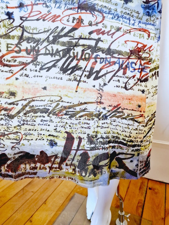 Jean Paul Gaultier Text Calligraphy Spanish Mesh She… - Gem